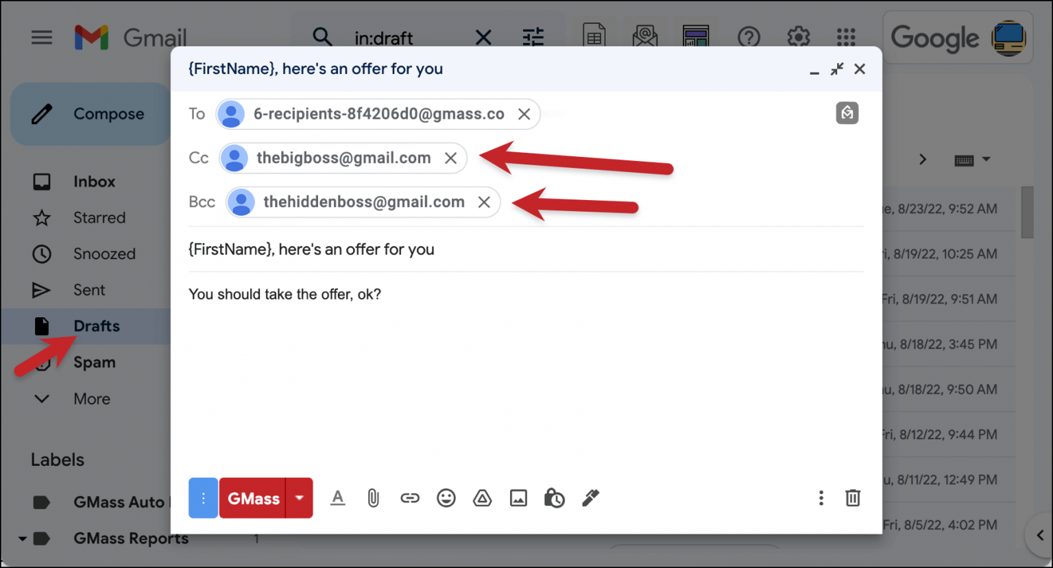 How to Mail Merge CC and BCC in Gmail with Google Sheets