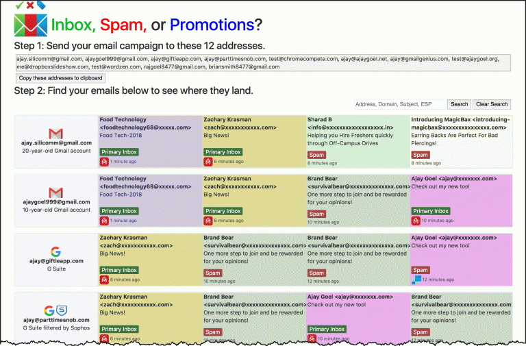 How to use the "Inbox, Spam, or Promotions" email delivery testing tool