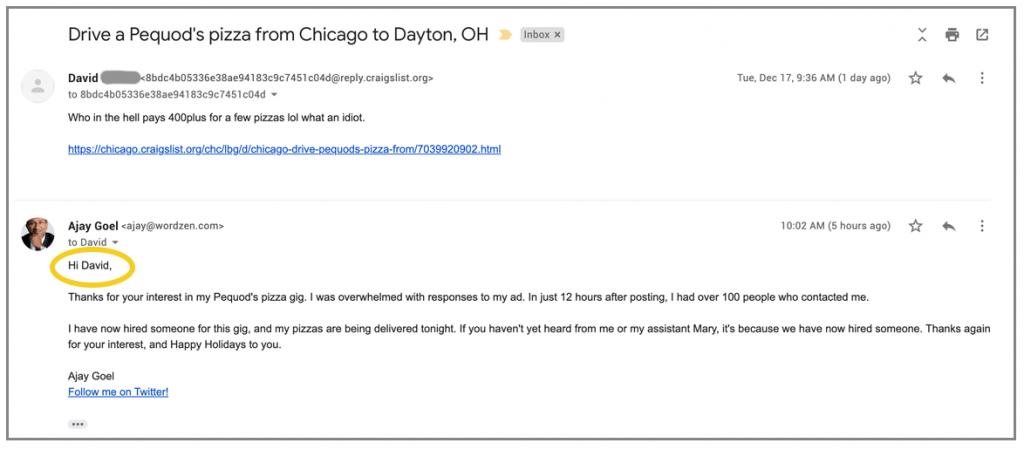 How to let everybody on Craigslist down gently via email