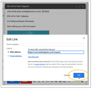 How to add a link to an image in Gmail