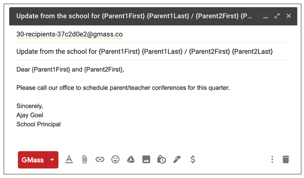 How to send a mail merge to TWO people per row