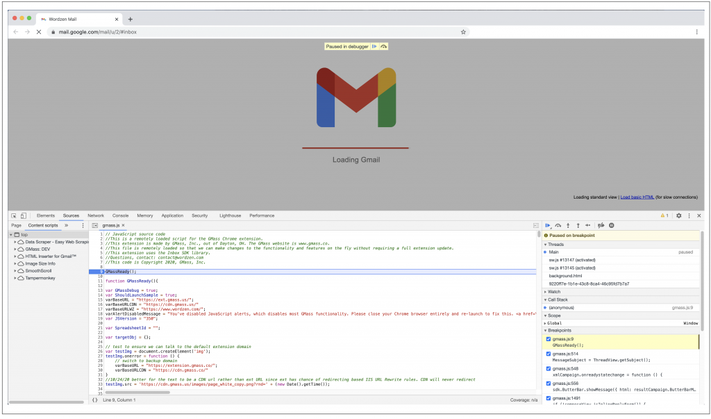 Getting the timing of a Gmail Chrome extension content script just right