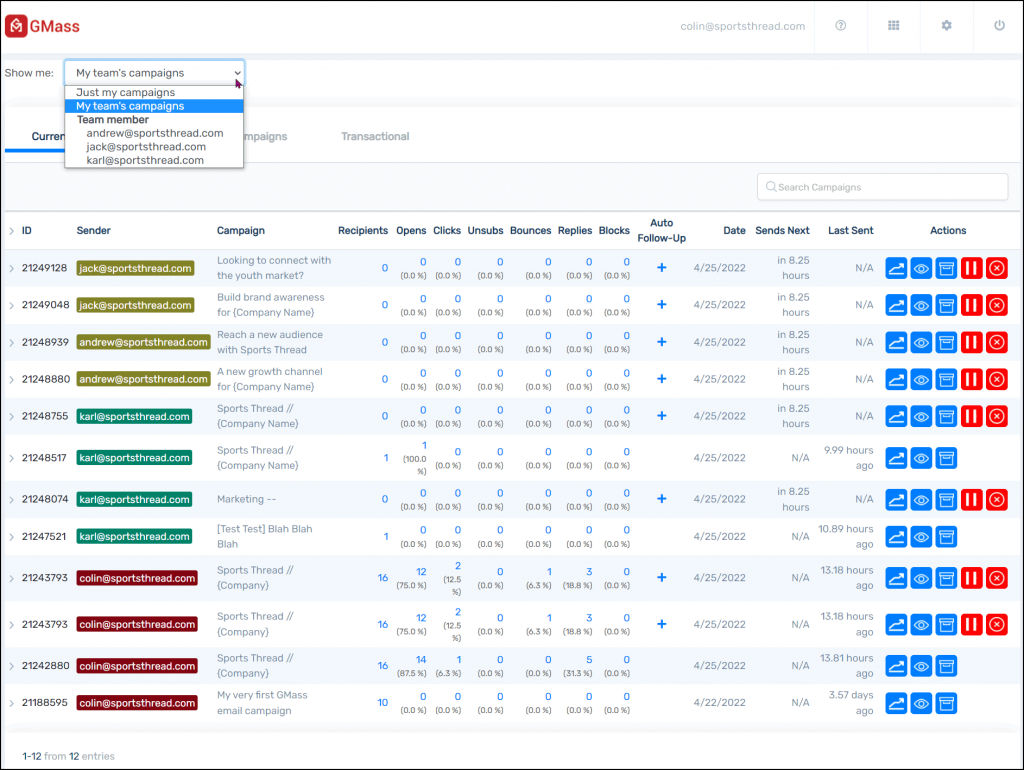 GMass Dashboard User Guide (Campaign Reporting, Account-Level Settings)