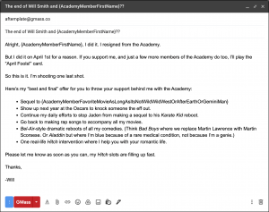 The cold email sequence Will Smith sent the Academy to try to keep his spot