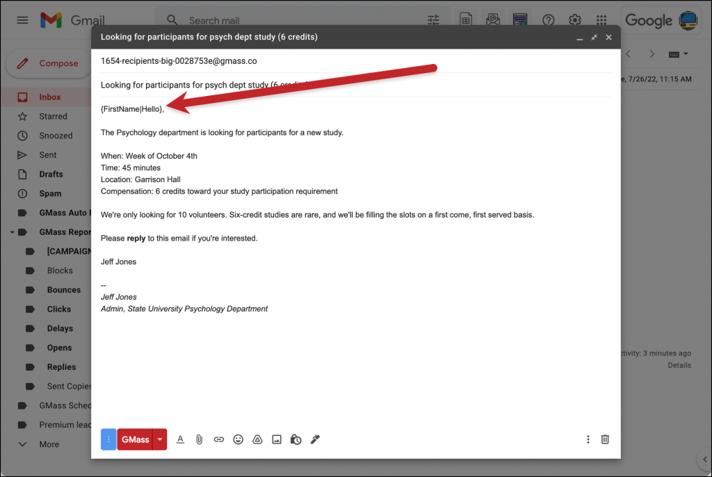 The College Dept. & Faculty Guide to Personalized Mass Emails