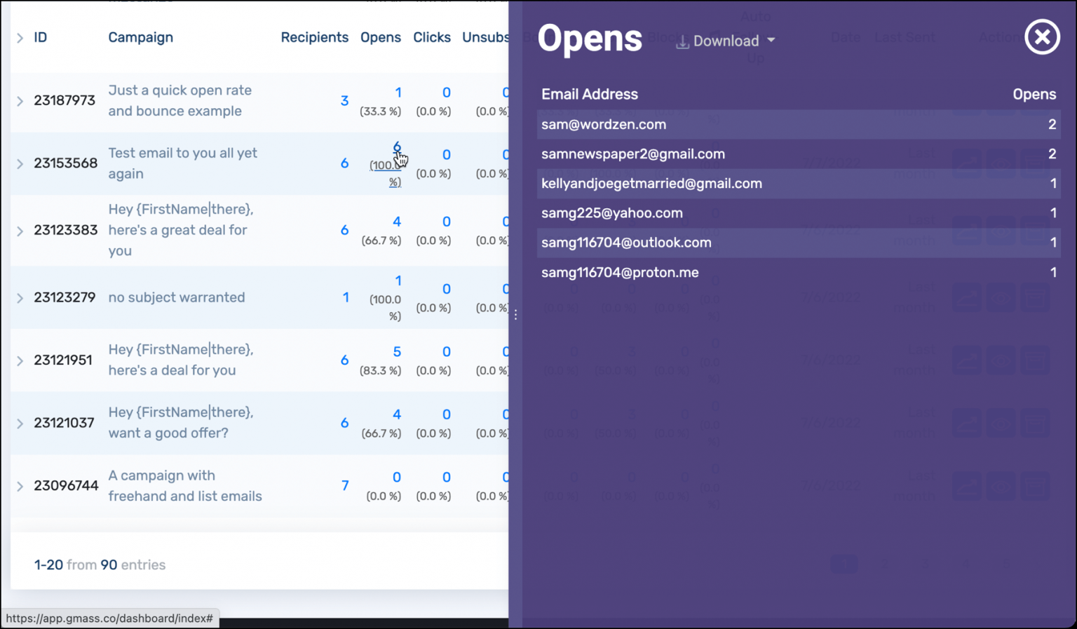 GMass Dashboard User Guide (Campaign Reporting, Account-Level Settings)