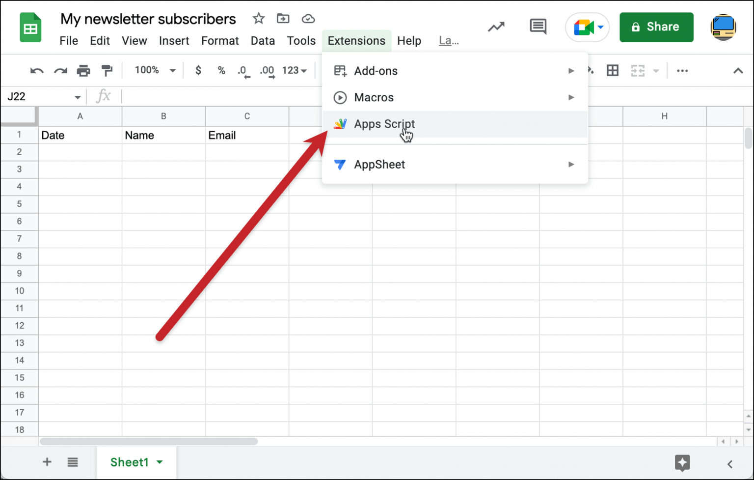 How to Get Subscriber Emails From a Web Form Into Google Sheets (Then GMass)