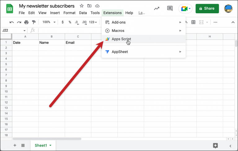 How to Get Subscriber Emails From a Web Form Into Google Sheets (Then GMass)