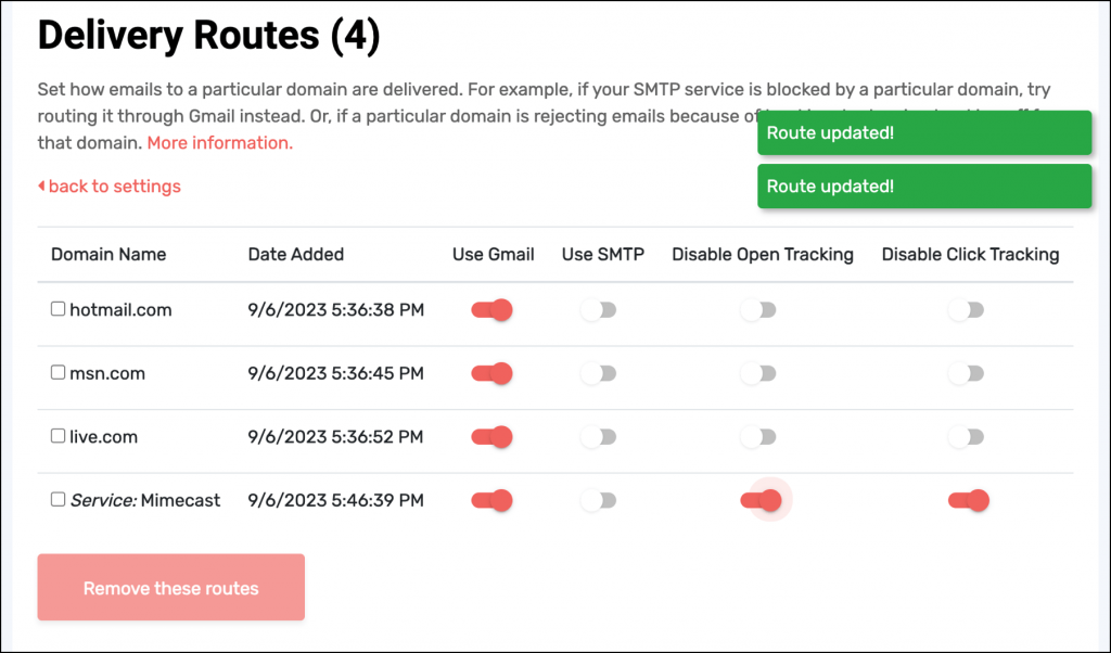 Delivery Routes in GMass: Tweak Service-Specific Settings for Max ...