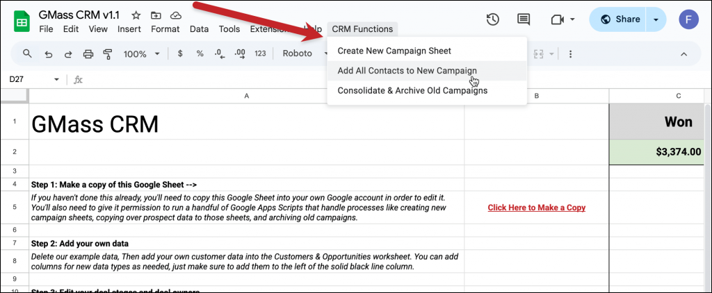 Free Google Sheets CRM Template (Made for GMass!)