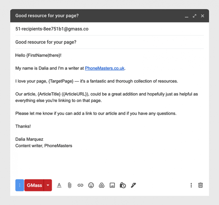 Link building email - easy, powerful outreach inside Gmail - GMass
