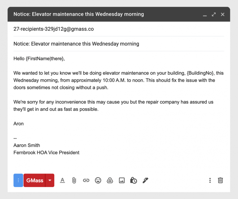 HOA emails - easy personalized mass emails to HOA members - GMass