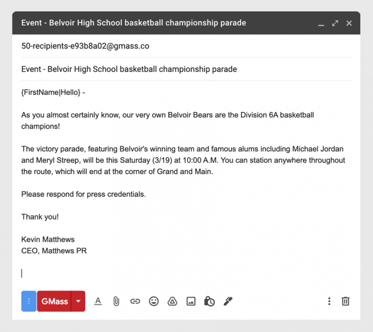 PR campaigns - send personalized mass emails to the media in Gmail - GMass