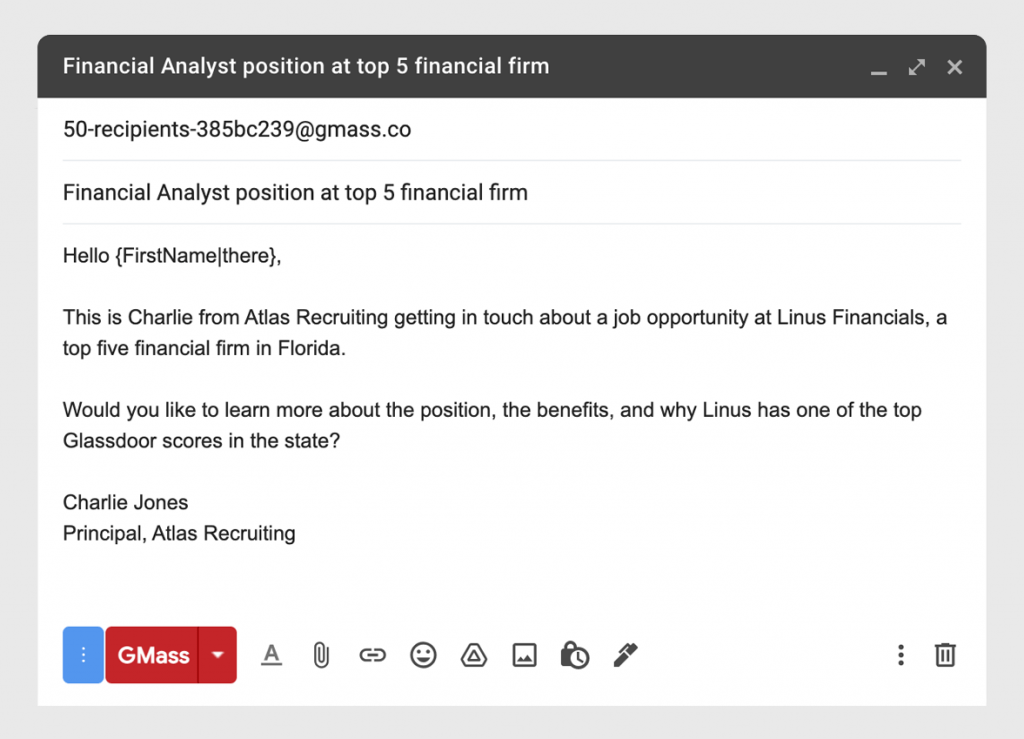 Recruiting email simplified - outreach at scale inside Gmail - GMass