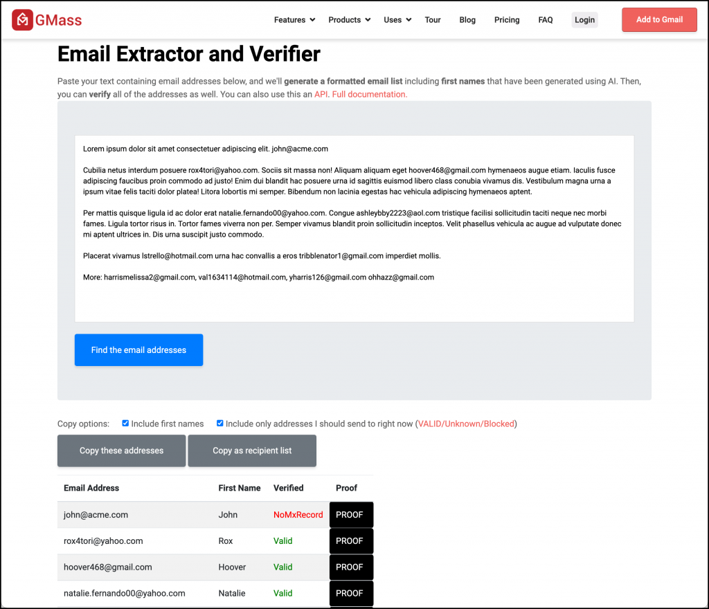 Email verification: Free, easy, and quick validation for every address on your list with GMass