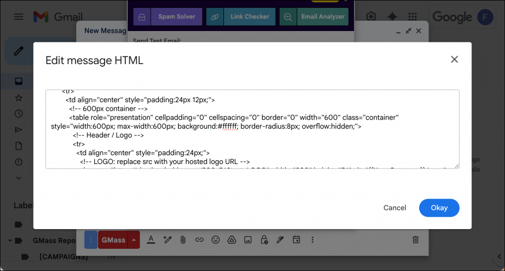 I want to use my own HTML template
